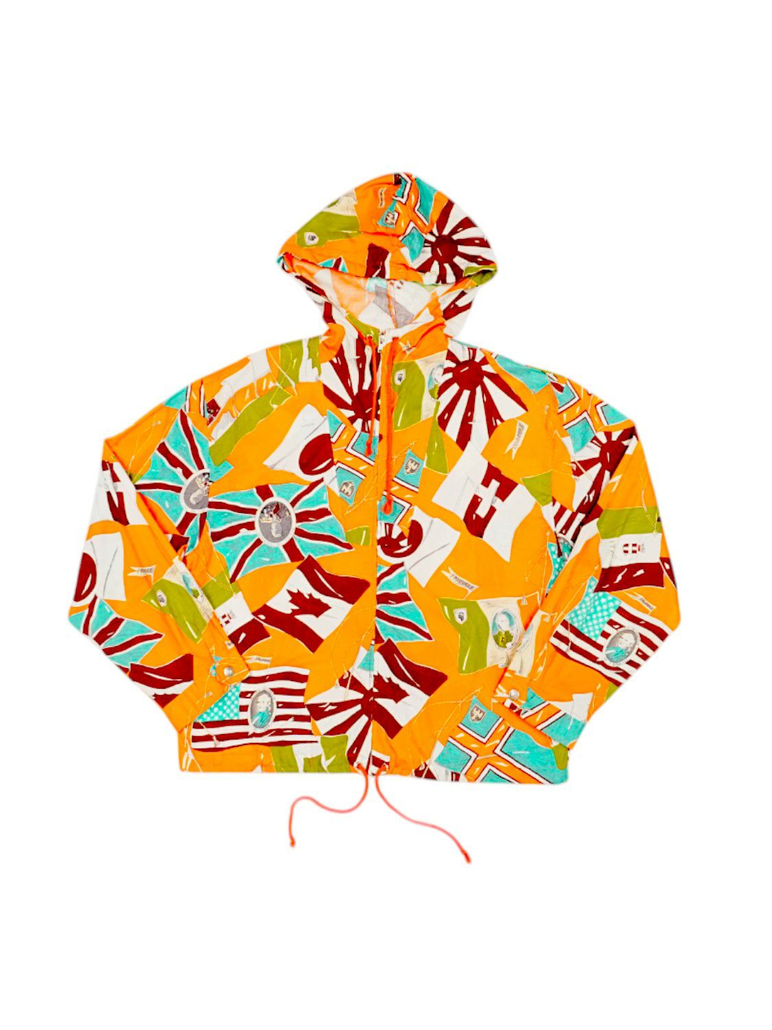 flags pattern cotton zip up parka | TAU